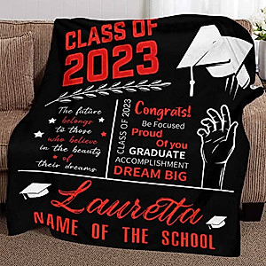 YFgohighhh Customized Throw Blanket Cozy Fleece Graduation Blanket, Black 4 for Family and Friends on Christmas Wedding, Valentines-60 x80
