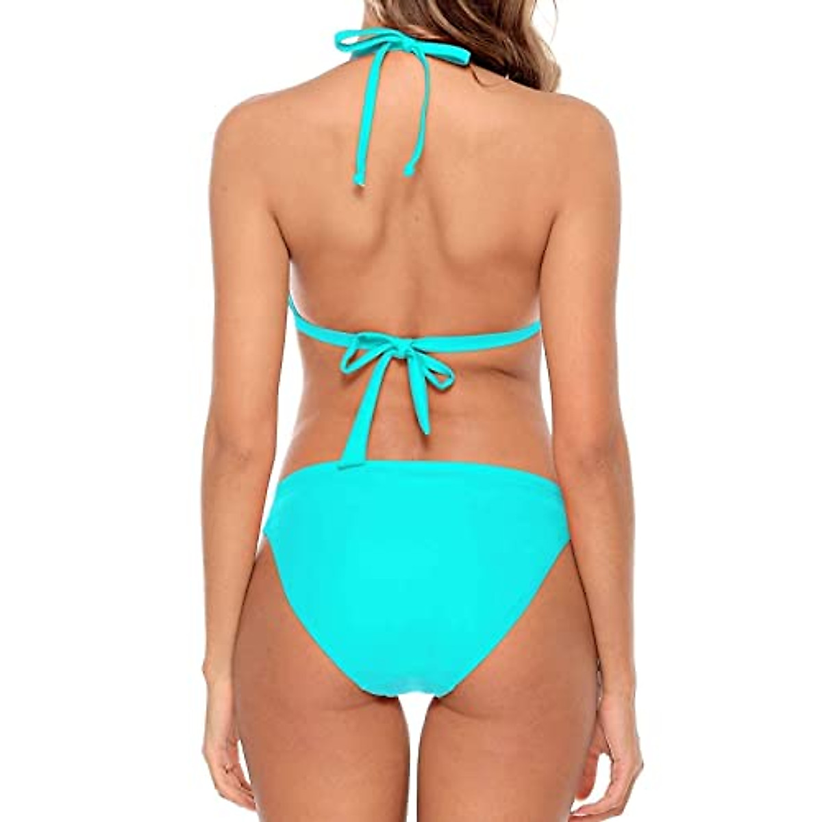 beautyin Halter Bikini Swimsuit for Women Two Piece Aqua Lace Bikini Bathing Suit
