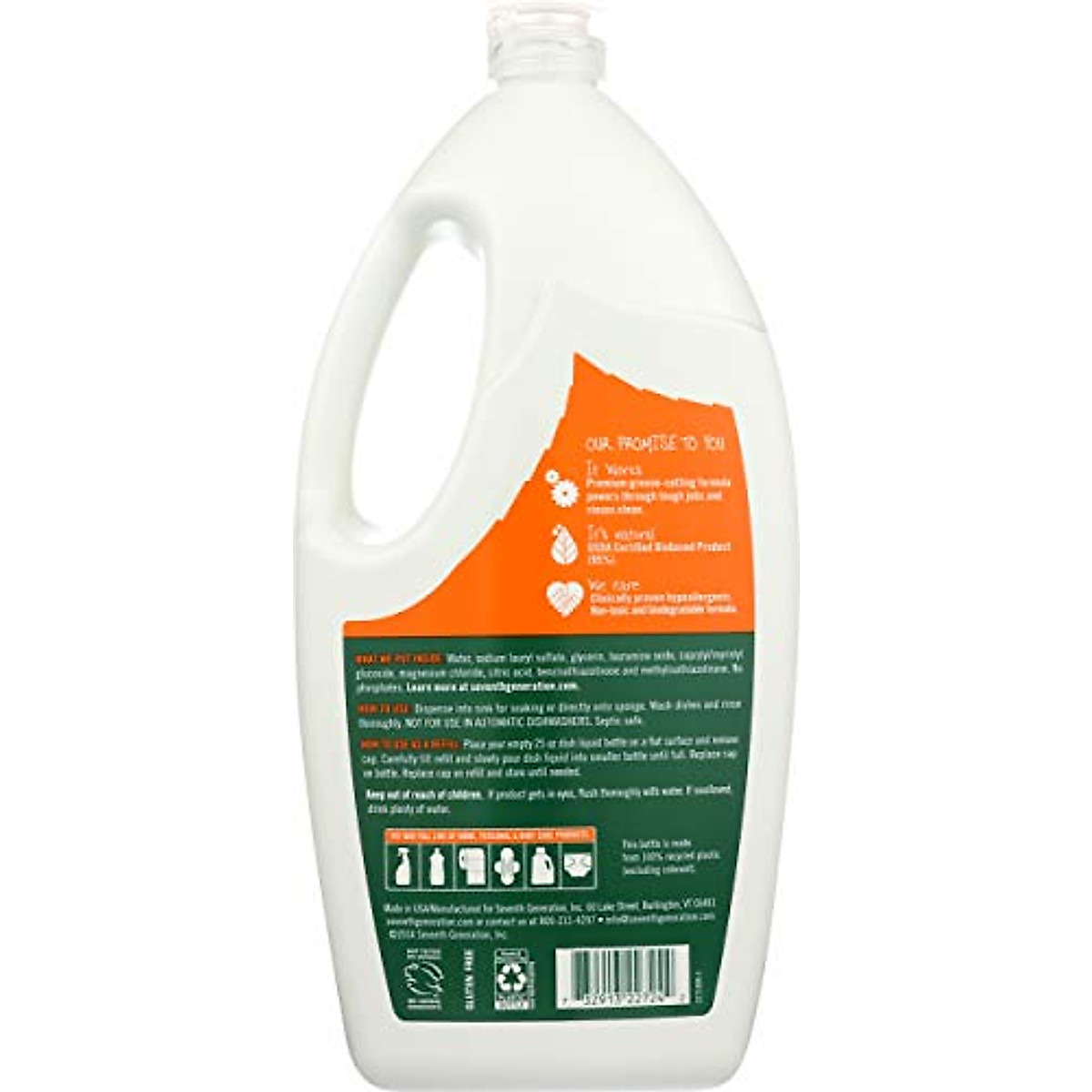 Seventh Generation 22724 Dishwashing Liquid, Natural, 50 oz., Free/Clear