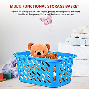 Alipis Play Grocery Basket Mini Shopping Basket Plastic Grocery Basket with Handle, Toys Storage Organizer Kitchen Storage Baskets, Blue, 2Pcs