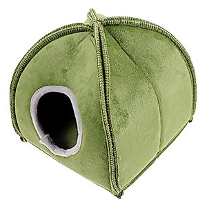 Ipetboom Ferrets Hamster 4pcs Cage Resting Pig Pet Place Breathable Accessories Small Sleeping Bedding Warm Comfortable Hideout Pets Guinea Animal Winter Warming Green Hut Plush Hedgehog Mini Bedding