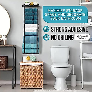 Hommtina Bathroom Towel Storage Black Towel Holder Bathroom Decor Aesthetic Towel Racks for Bathroom Bath Towel Storage for Rolled Towels Organizer