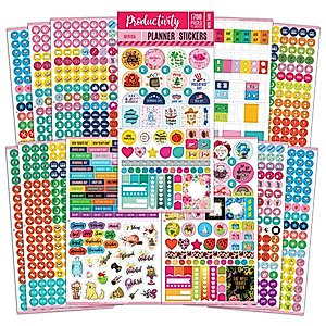 Mirida Planner Stickers – 1700 Productivity Mini Icons for Adults Calendar – Work, Daily To Do, Budget, Family, Holidays, Journaling – Variety Pack with Monthly Tabs