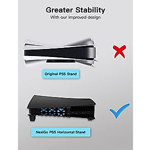 NexiGo PS5 Horizontal Stand with Slient Cooling Fan, [Auto On/Off], [Minimalist Design], Compatible with Playstation 5 Disc & Digital Editions, Built-in LED Light, Extra USB Port, Easy to Install