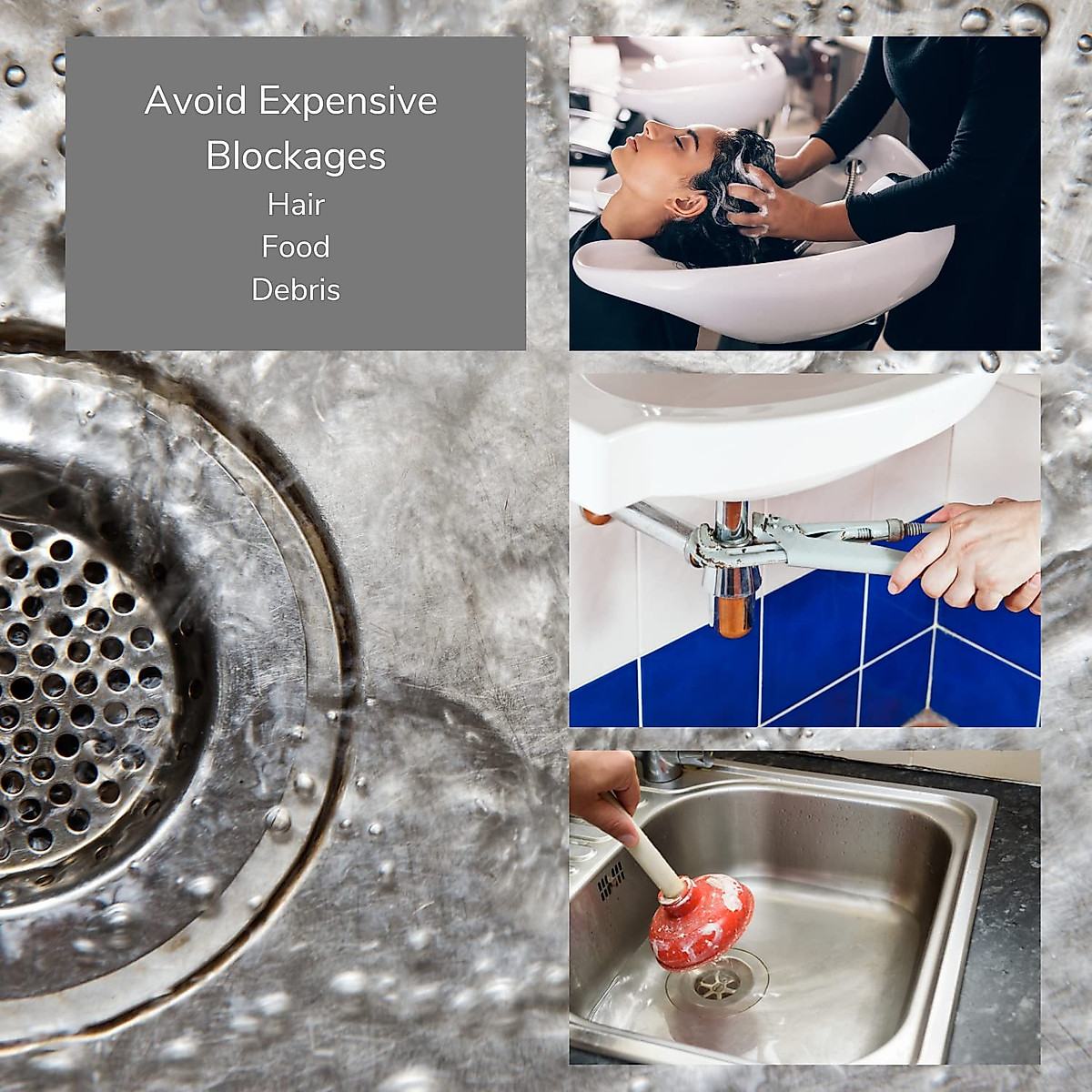 BaraBara Kitchen Sink Strainer, Stainless Steel Sink Drain Strainer, Kitchen Sink Strainer Basket, 6 Pieces Ideal for Kitchen, Bathroom, Shower Room.