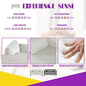 TYBOATLE Modern Living Room Furniture Sectional Sofa Sets 2 Pieces, Mid-Century Loveseat Couch and Comfy Accent Arm Chairs for Small Space, Apartment, Office (Cream Beige)