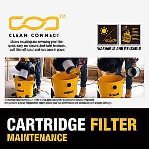 DEWALT 10 Gallon STEALTHSONIC Shop Vacuum Wet and Dry, Ultra Quiet Heavy Duty Shop Vacuum with Attachments, Powerful Outdoor Shop Vac for Car, Garage, Workshop, Jobsite, Patio, DXV10S-QT, 5 Peak HP