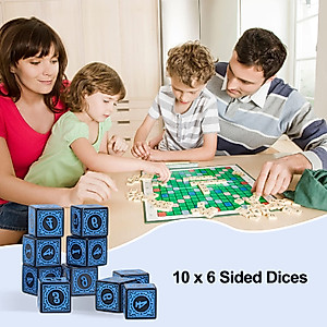 SOONALL 10pcs Dices, 6 Sided Dices with Number 1-6, Square Edged D6 Polyhedral DND Dice Set for Table Board Game(blue)