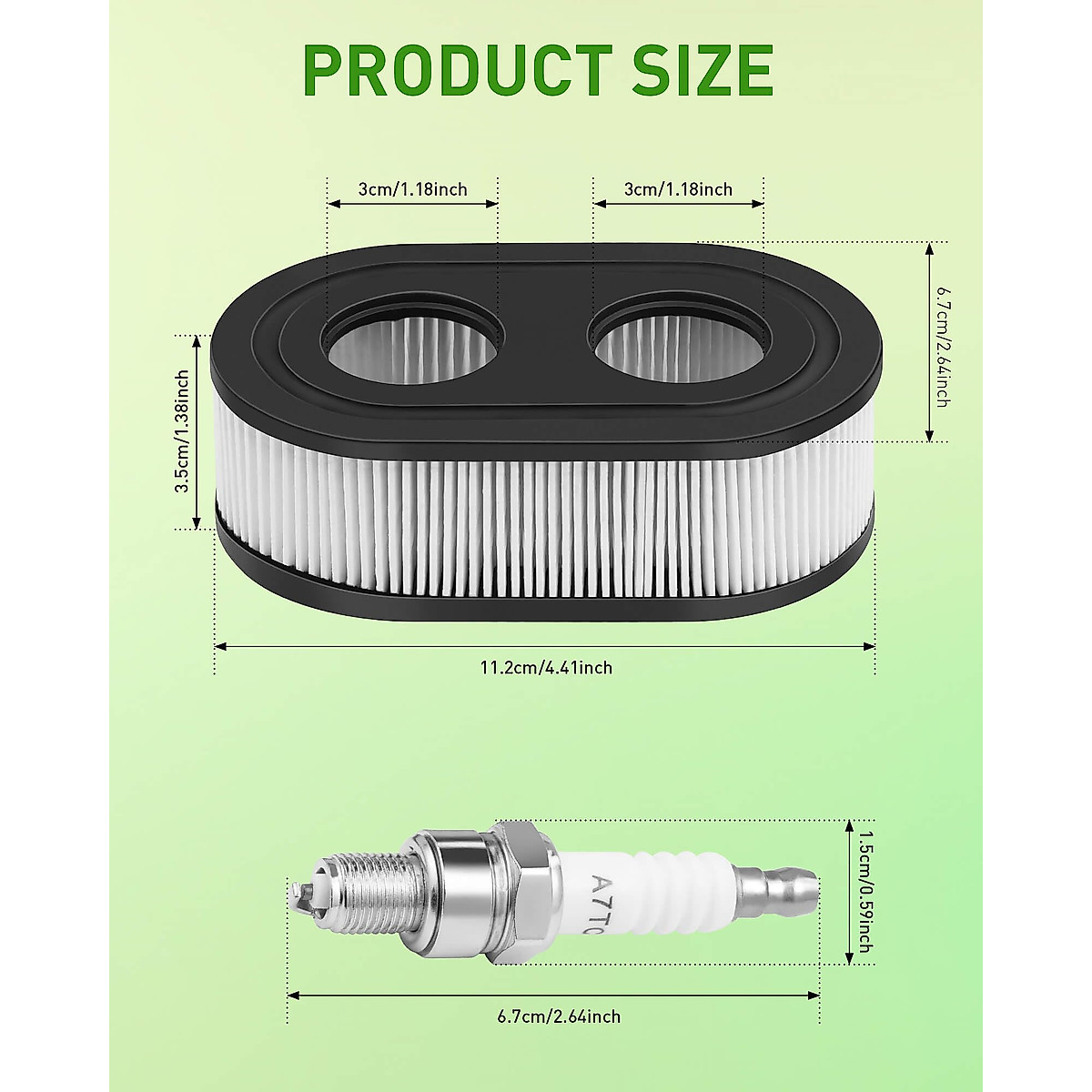 593260 Air Filter, 798452 334404 Air Cleaner Cartridge Filter, 2PCS Walk Behind Lawn Mower Air Fliter with 1PCS Spark Plug for 4247 5432 5432k 09P00 09P702 550E 500EX 550EX 625 575EX