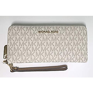 MICHAEL Michael Kors Jet Set Travel Continental Wallet Wristlet (Signature MK Vanilla)