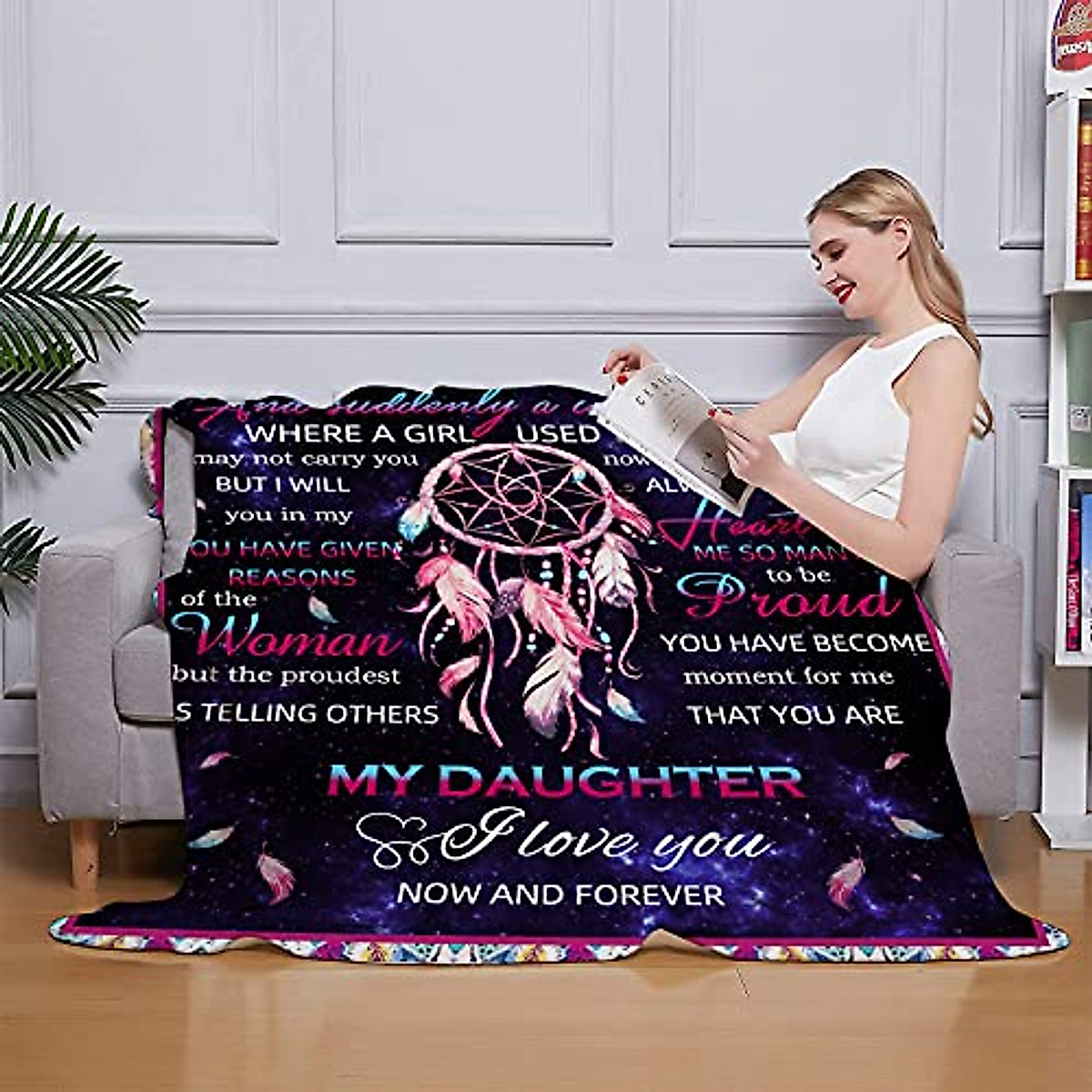 Ivivis to My Daughter Blanket, Daughter Gifts from Mom/Dad, Birthday Gifts for Daughter, Daughter's Christmas Wedding Graduation Valentines Day Gifts, Soft Fleece Throw Blankets Bed Throws 50x60in