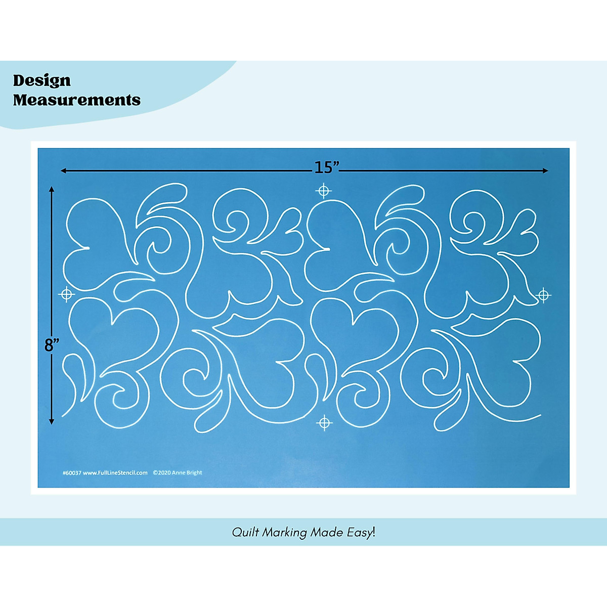 Full Line Stencil - Splash of Love - Edge to Edge Stencil, Continuous Line Template for Free Motion Quilting, Domestic Machine Quilting, Hand Quilting, Long-Arm Quilting (60037)