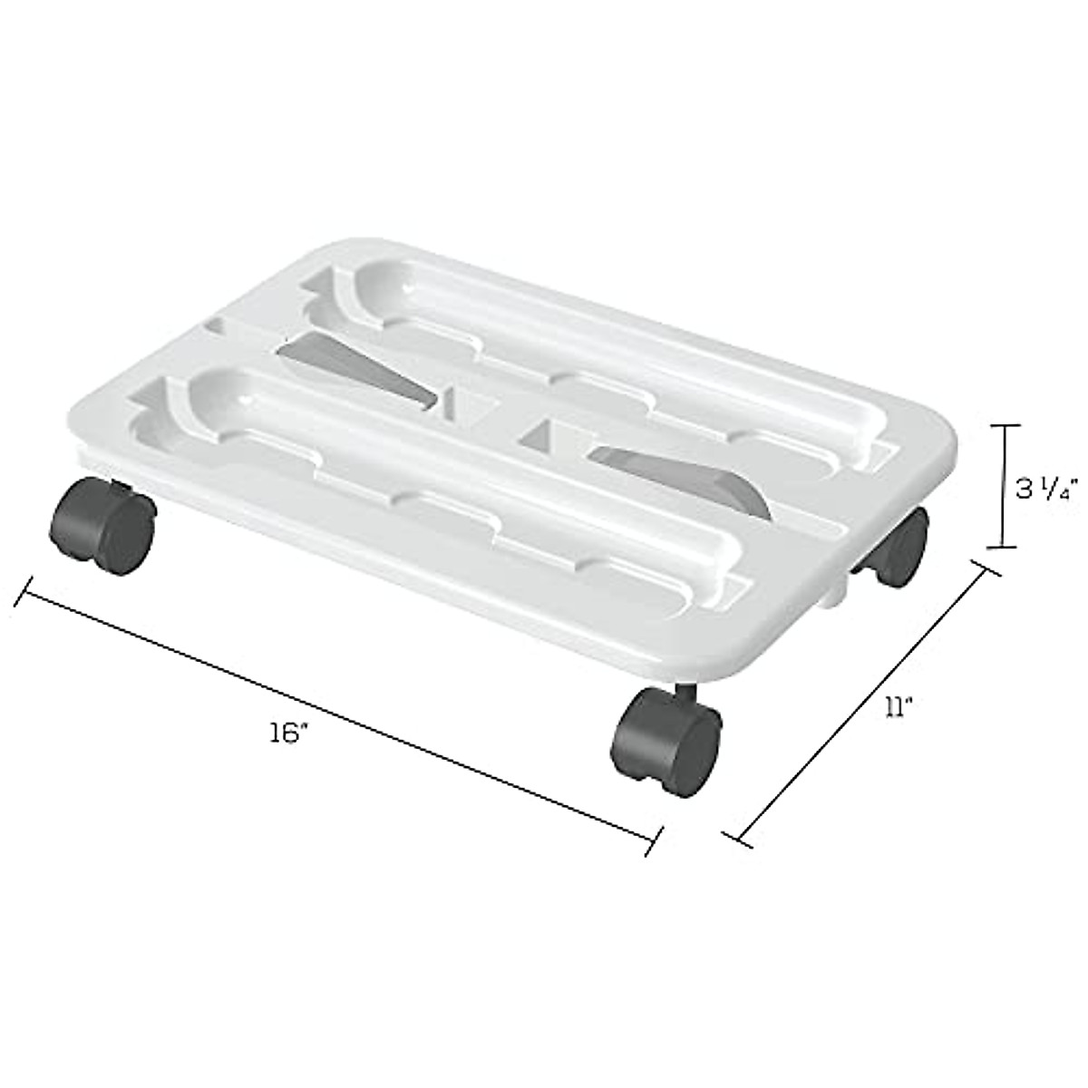 Deflecto Stack 'N Go Caddy Wheel Base, Craft Organizer, Compatible with Deflecto Desk Supplies Organizer Caddy, White, 16"W x 3 1/4"H x 11"D (29443CR)