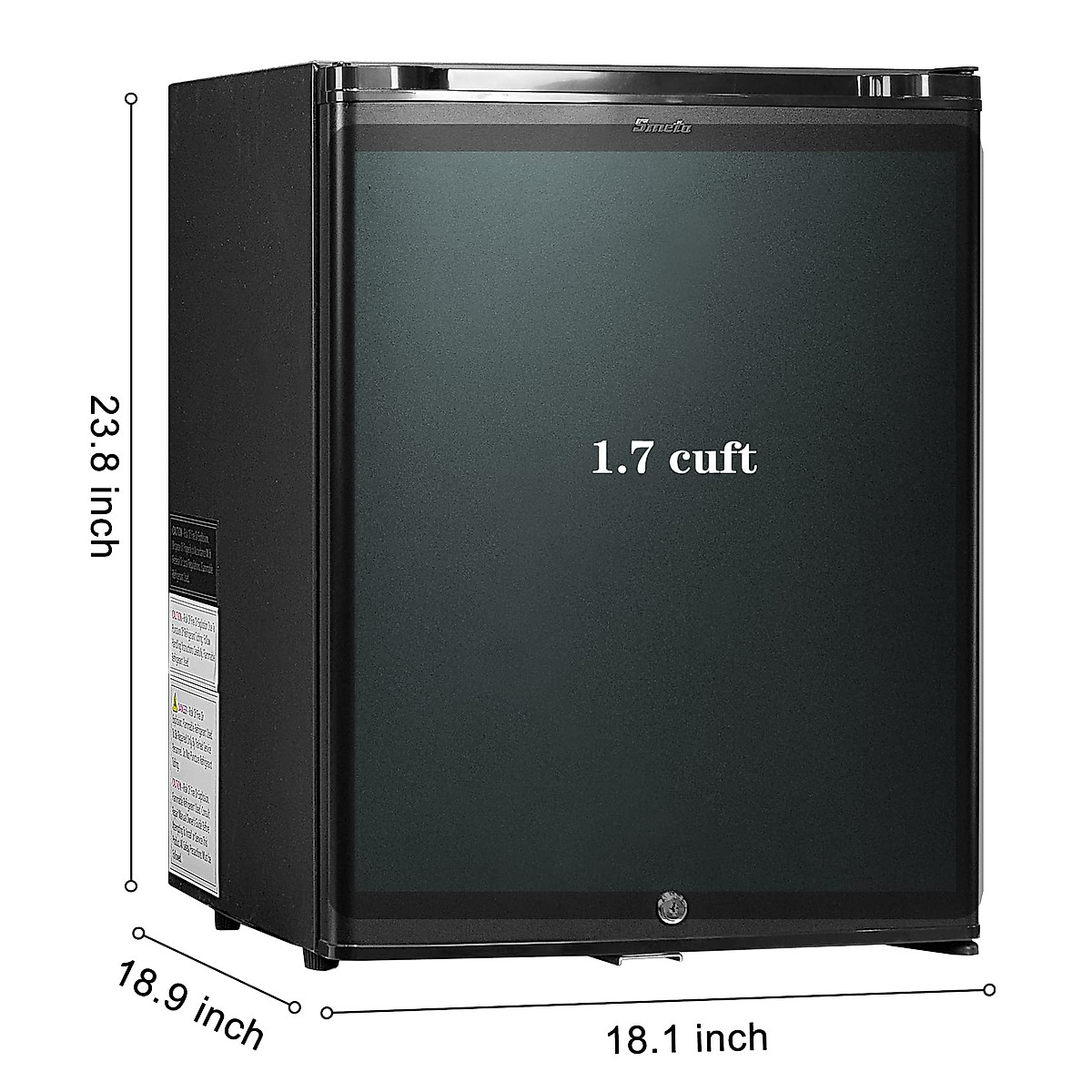 SMETA Compact Refrigerator Lockable for Semi Truck RV Apartment Dorm Office, 1.7 Cu. Ft Mini Fridge with Lock for Beverage, Quiet, Reversible Door