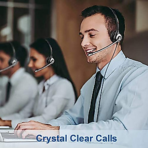 Phone Headset with Microphone Noise Cancelling & Volume Controls, 2.5mm Telephone Headset Compatible with Polycom Panasonic AT&T Vtech Uniden Office Cordless Phones, Clear Chat, Ultra Comfort