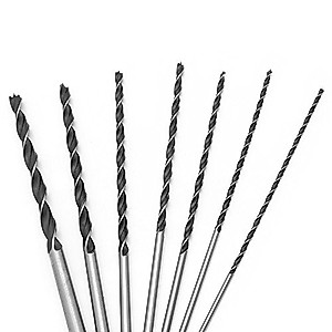 NUZAMAS 300mm Extra Long Twist Drill Bits, Set of 7 Hardened High Carbon Steel Tools 4-10mm for Wood Hole Cutter Drilling