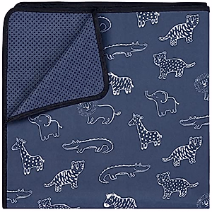 Baby Splat Mat for Under High Chair, 51 x 51 Inch Splash Mat, Waterproof and Washable Spill Mat, Anti-Slip Floor Protector, Safari Animals