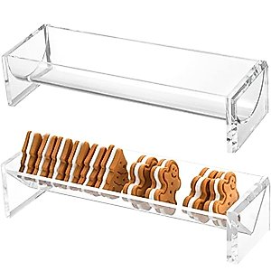 SOUJOY 2 Pack Cracker Tray for Serving, Acrylic Biscuit Stand Cracker Server, Rectangular Clear Food Display Holder For Countertop, Home, Wedding Events, Parties And Events
