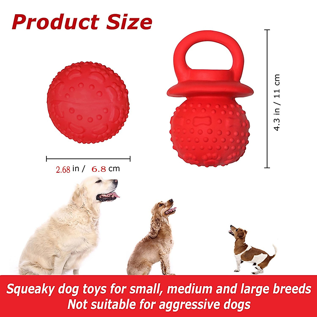 LLSPET Latex Chew Dog Toys, Novelty Squeaky Pacifier Dog Toys for Teething Puppies, Mild Chewing Small, Medium, Large Dogs, Pet Dogs Supplies Newborn Puppy Gift
