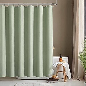 GERGELLA Sage Green Shower Curtain - Waffle Heavy Duty Fabric Shower Curtains for Bathroom, Showers, Hotel Spa Luxury Weighted Polyester Cloth Bath Curtain Set with 12 Hooks，72Wx72H,Green