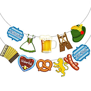 Oktoberfest Decorations Oktoberfest Flag Banner Garland Bavarian German Party Bunting German Party Backdrop Photo Booth Props for Party Decorations Supplies