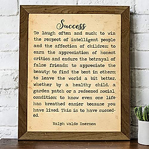 "Success-To Laugh Often and Much"-Ralph Waldo Emerson Poem Page Print- 8 x 10" Poetic Wall Art. Distressed Parchment Print-Ready To Frame. Home-Office-Study-School Decor. Great Gift for Poetry Fans!