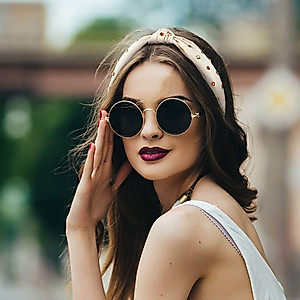 FEDANS Knot Headbands for Women Knotted Pearl Colorful Rhinestone Jeweled 2 Pcs Beaded Wide Band Fashion Headbands For Girl Bohemian Hairband