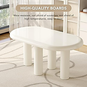 GraceNook Oval White Dining Room Table for 4, 63" Dining Room Table for 4, 4 Person Modern Dining Table for Kitchen, Dining Room