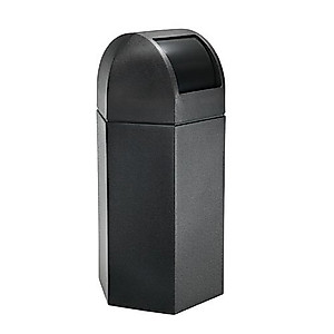 DCI Marketing Commercial Zone 73760199 50-Gallon Hex Waste Container with Dome Lid - Black