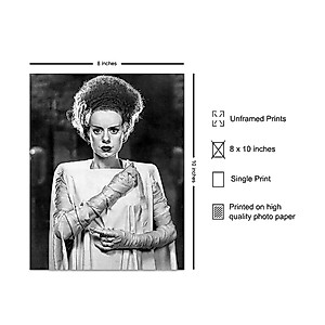 Bride of Frankenstein Poster - 8x10 Frankenstein Decor - Horror Movie Posters - Hollywood Movie Wall Art Decor Photo - Home Theater Decoration for Women - Bridal Shower Gifts - Mary Shelley