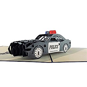 iGifts And Cards Police Car 3D Pop Up Greeting Card - Protect, Serve, Cruiser, Awesome, Wow, Half-Fold, Happy Birthday, Retirement, Congratulations, Police Academy Graduation, Thank You, Cop Promotion