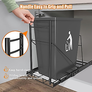 Feidyns Pull Out Trash Can Under Cabinet, Under Sink Garbage Can Pull Out Slider for Kitchen Cabinet Garbage Can, Under Sink Trash Can for 10 Gallon Trash Can, Trash Can Not Included (Black Ink)