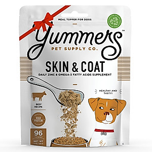 Yummers Skin & Coat, Zinc & Omega-3 Fatty Acids Supplement, Beef Recipe, 8 oz. - Dog Food Supplement Toppers - Dog Food Topper for Heart Health - Dog Food Topping Supplement - Yummers Dog Food Topper