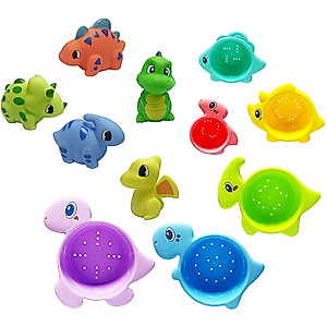 Dinosaur Stacking Cups Toy Cute Baby Bath Toys for Infants 6 to 12 Months Pool Bathtub Toys for Toddlers Boys Girls 1 2 3 4 Christmas Toy Gift