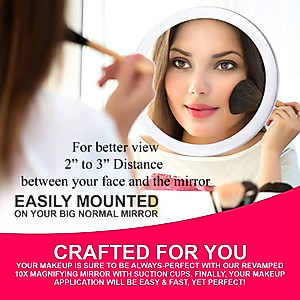 10X Magnifying Mirror with Suction Cup for Precise Eye Makeup, Blackhead/Blemish Removal – Round 6” Circle Glass with Magnifier & 3 Suction Cups