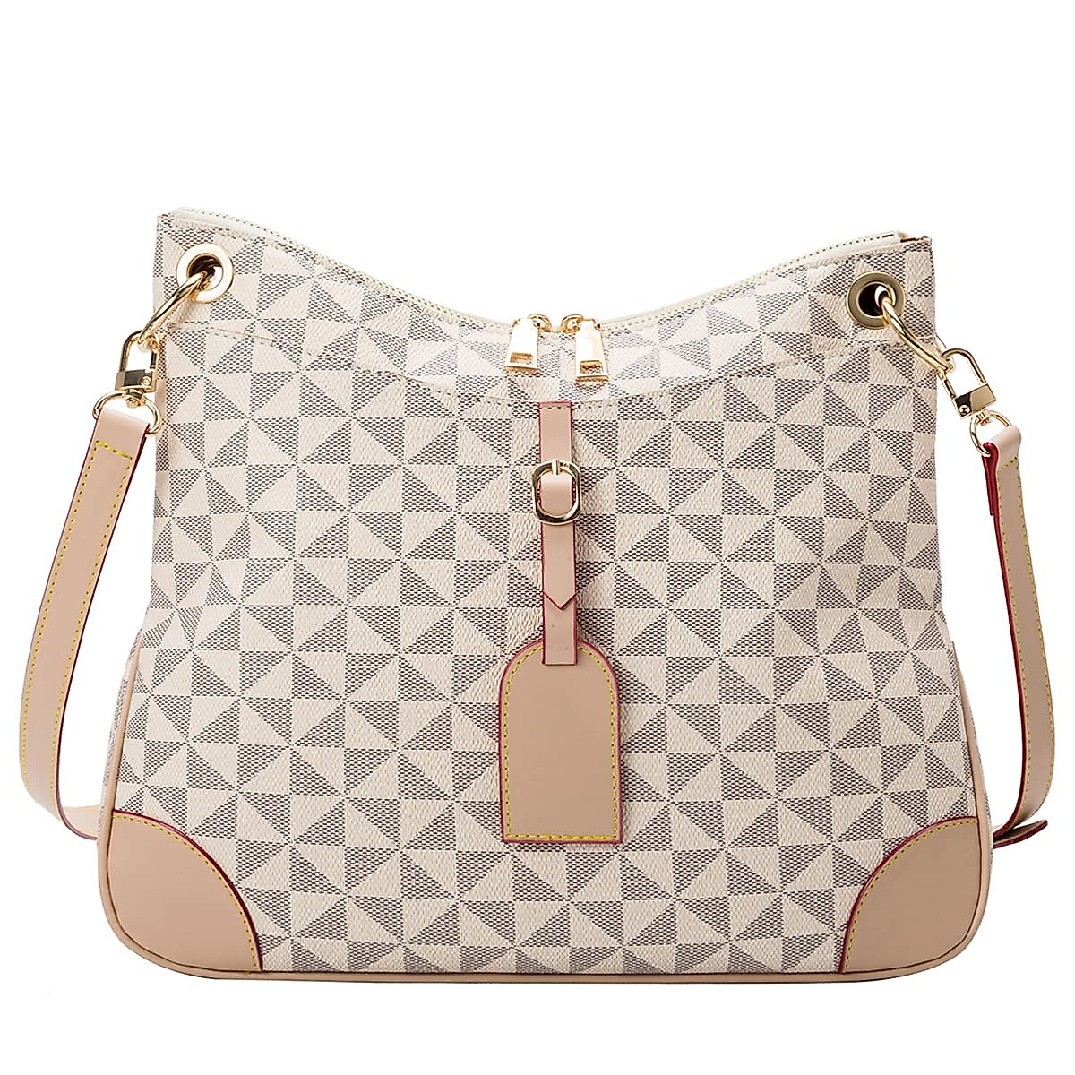 anck Crossbody Bags for Women Luxurious Leather Shoulder Purse- Zipper Pocket Small Crossbody Bags for Women Purses Fashion Lightweight Handbags Shoulder Bag (White)