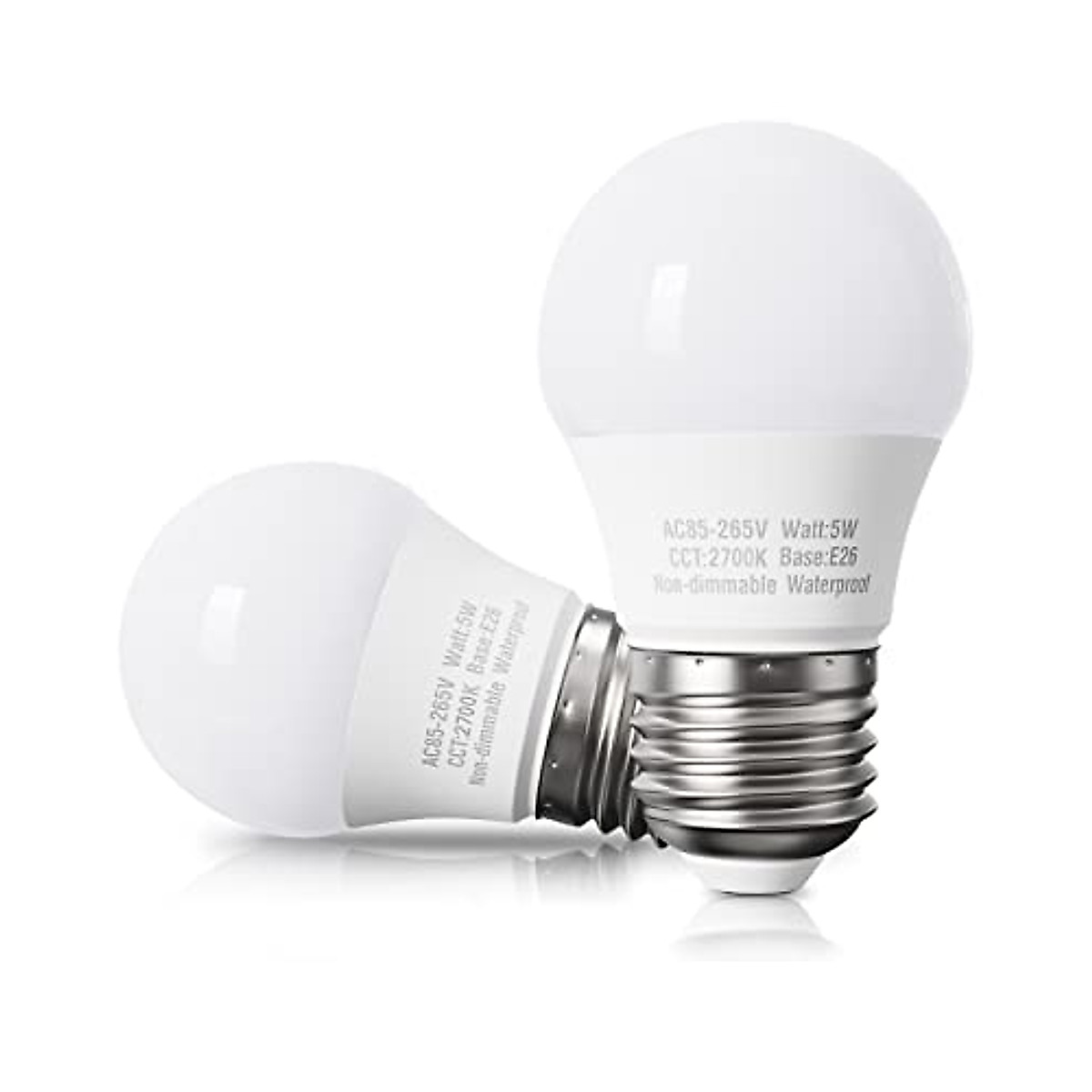 Warm White A15 Appliance Light Bulb, 40W Equivalent, 120V, 2700K, E26 Medium Base, LED Light Bulbs for Refrigerator, Fridge, Freezer, Stove Hood, Range Hood, Waterproof, Shatterproof, Not Dimmable