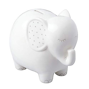 Pearhead Ceramic Elephant Bank, Gender-Neutral Baby Boy or Baby Girl Nursery Décor, Money Bank, Baby Keepsake, White