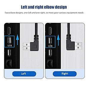 AKWOR USB 3.0 Extension Cable Left and Right Angle, 2 Pack 90 Degree USB3.0 A Male to Male Extender Cord for Laptop TV USB Disk Mouse Hard Disk Camera