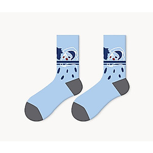 Azuki Women's Funky Crew Socks Multicolor Cartoon Graphic Funny Novelty Socks, 5 Pairs