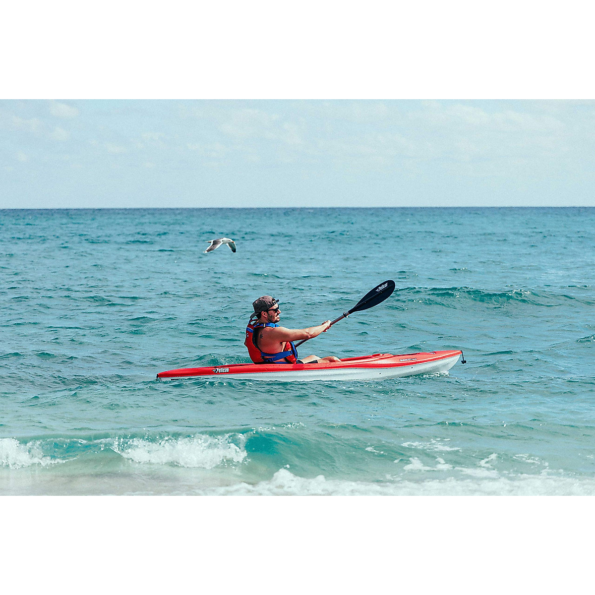 Pelican - Standard Kayak Paddle - Black - 220 cm (86.6 in.) - Aluminum Shaft and a Durable Polypropylene Blade - 0/65° Blade Angle - with Drip Ring - PS1965-00