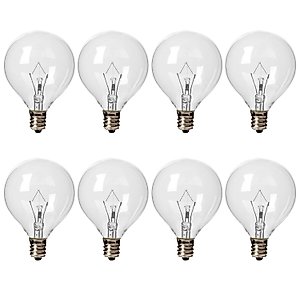 8 Pack 25 Watt G50 Light Bulbs for Full-Size Scentsy Warmers,G16.5 Globe E12 Incandescent Candelabra Base Clear Light Bulbs for Wax Warmer