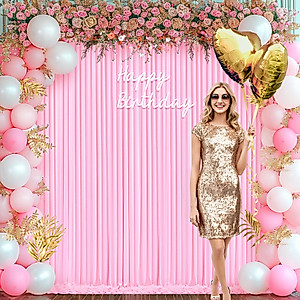 Pink Backdrop Curtain for Parties Baby Shower Wrinkle Free Pink Photo Curtains Backdrop Drapes Fabric Decoration for Weddings Birthday Party 5ft x 7ft,2 Panels