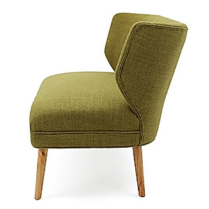 Christopher Knight Home GDFStudio Dumont Mid-Century Modern Fabric Settee, Green and Natural