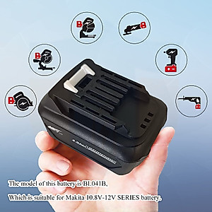 Replacement for Makita Battery 2XBL1041B with Charger DC10WD Compatible with Makita BL1015 BL1016 BL1020B BL1021B BL1040B 10.8V~12V Max 4000mah Li-ion CXT Battery 197394-3 197402-0 197393-5 197396-9