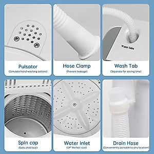 Ceamorfco Portable Washing Machine Cleaner, 24lbs Portable Washer Dryer Combo for Laundry, Twin Tub 15lbs Washer&9lbs Dryer, Lavadora Washer Cleaner for RVs, Camping, Apartments, Dorms, Colleges