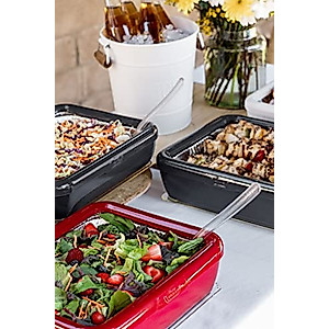 Fancy Panz Classic, Dress Up & Protect Your Pan, Made in USA, Fits Half Size Foil Pans & Serving Spoon Included. Hot or Cold Food. Stackable for easy travel. (Charcoal), (FPD03)