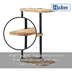 Halter Floating Corner Shelves, Wall Mounted Corner Shelves, Hanging Shelves, Floating Corner Shelves with Metal Brackets for Bathroom, Bedroom, Bookshelves and More, 3 Tier, Brown Wood