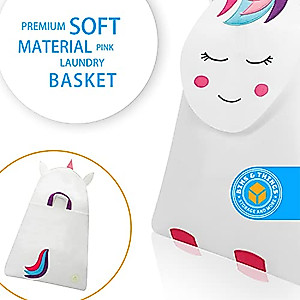 Bins & Things Unicorn Kids Nursery Laundry Hamper | Toy Organizer Basket | Baby Hamper | Baby Laundry Basket with Handles for Clothes, Toys - Storage Bin for Baby Boy or Girl