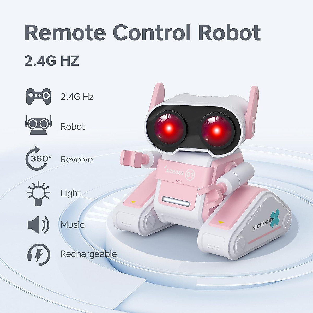 DoDoMagxanadu Robot Toys, Remote Control Robot Toy for Girls, RC Robots with LED Eyes and Music, Gifts for 3 4 5 6 7 8 9 Years Old Kids Boys and Girls (Pink)